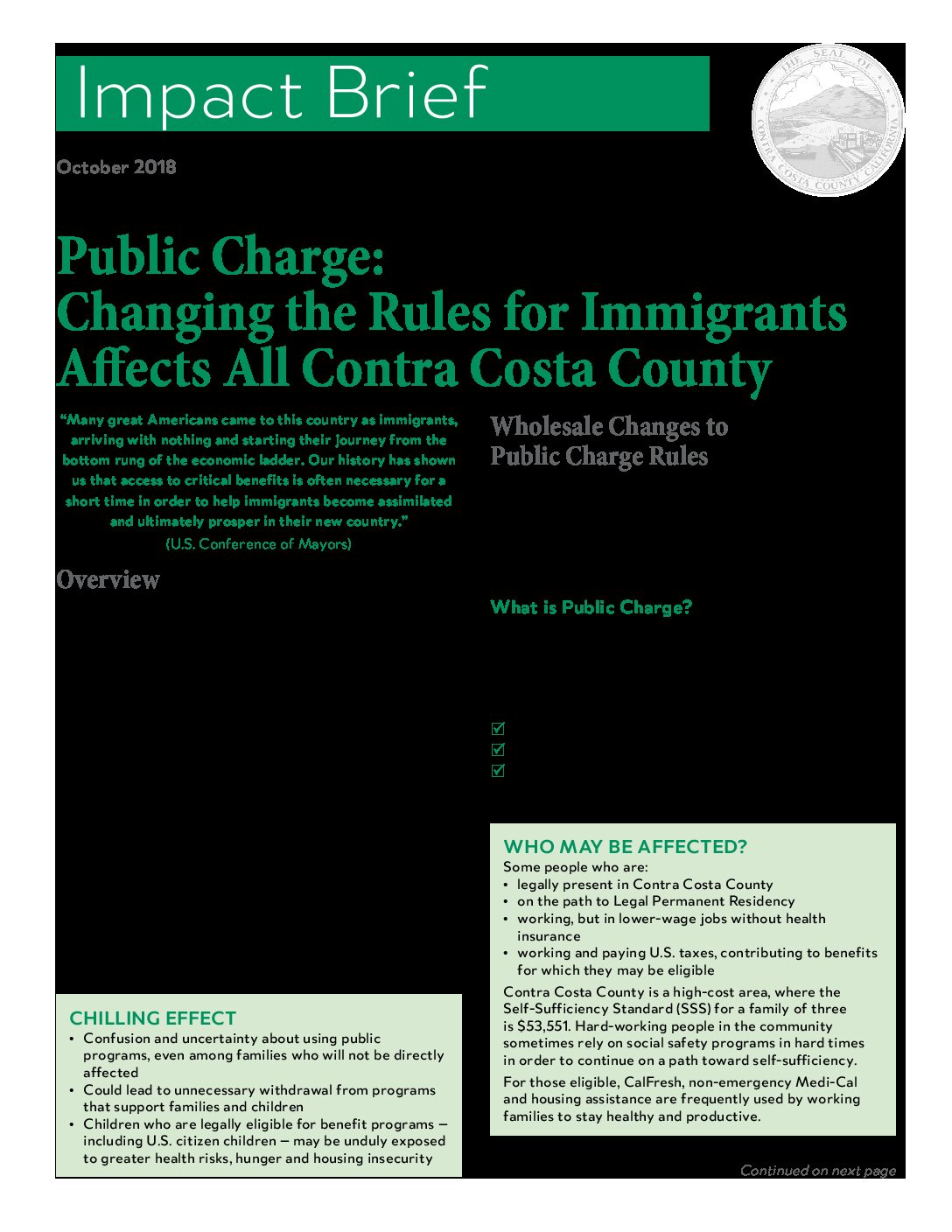 Impact Brief_Proposed Public Charge Rule Changes_October2018 | EHSD