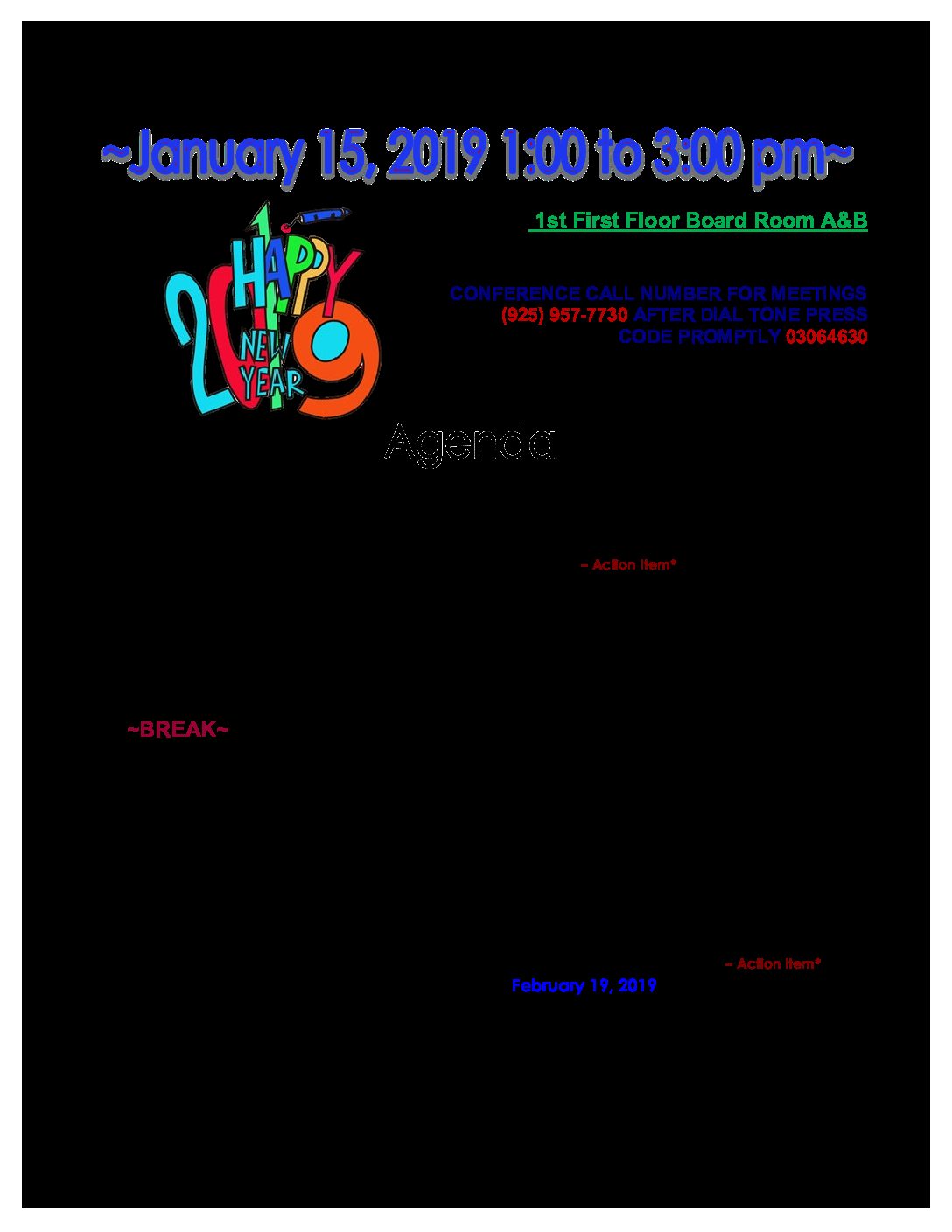 Agenda del CA 01 15 19 | EHSD