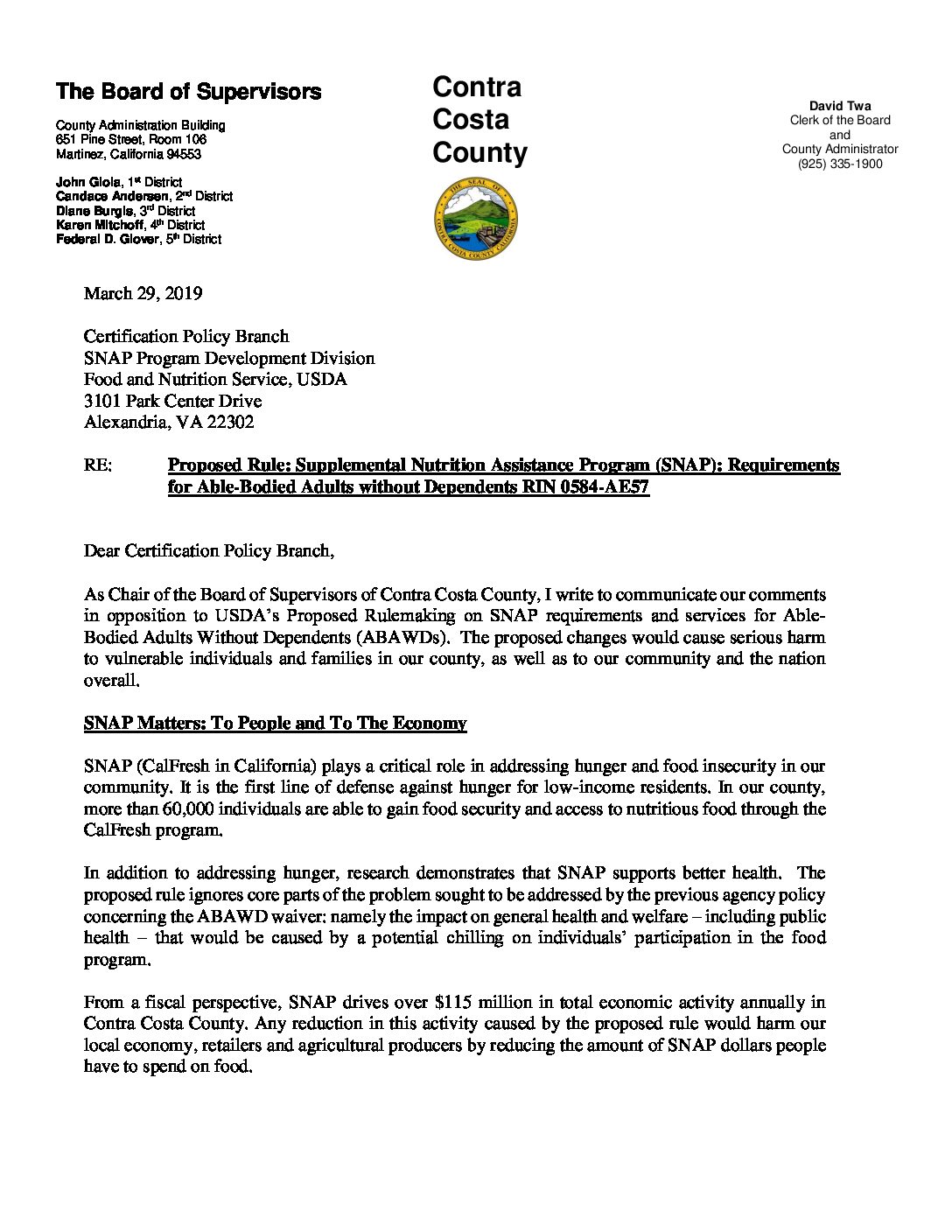 Öffentlicher Kommentar gegen vorgeschlagene SNAP-Regeländerungen_März 2019 | EHSD