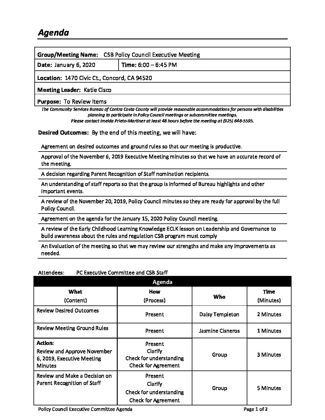 1-6-20_Ordre du jour exécutif | EHSD