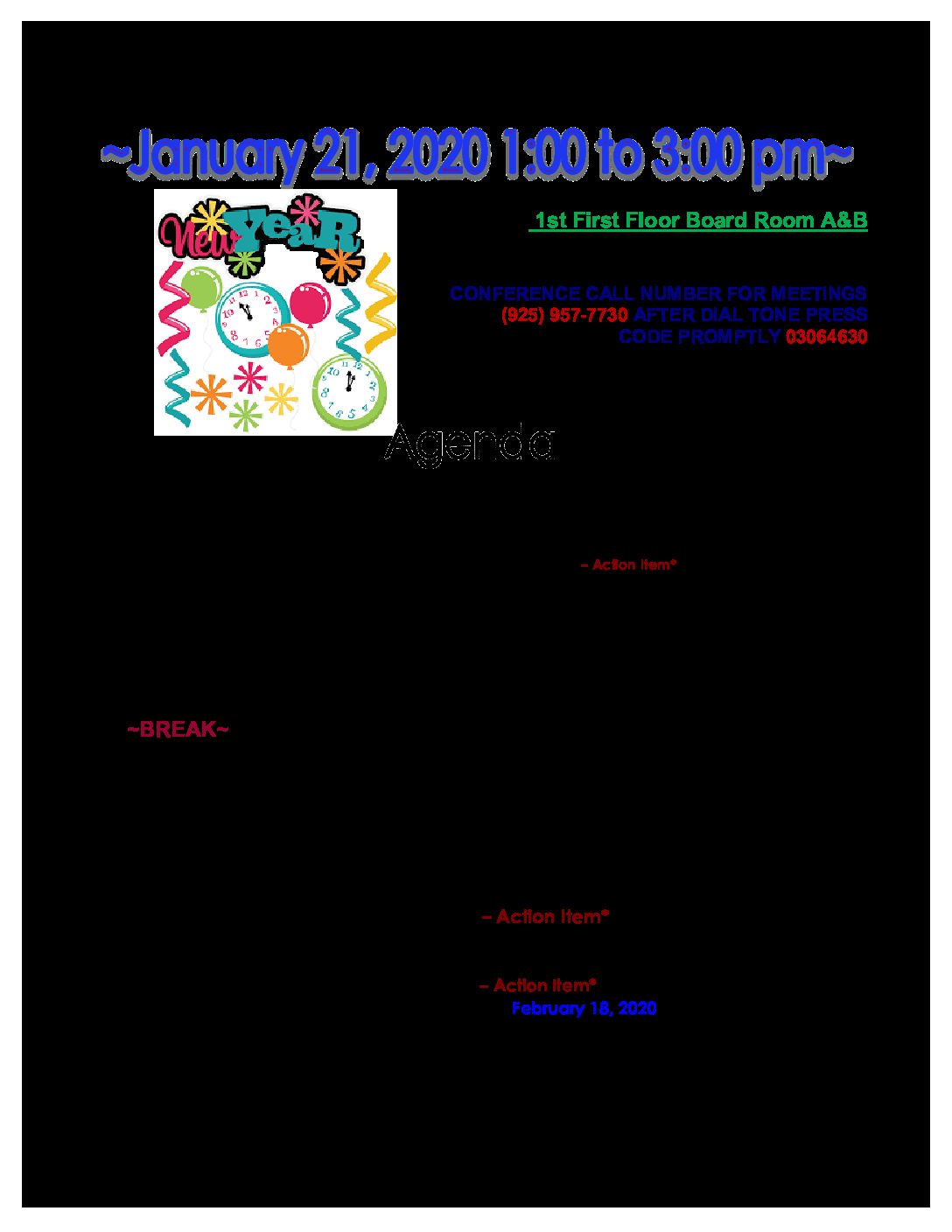 Agenda del CA 01.19.20 | EHSD