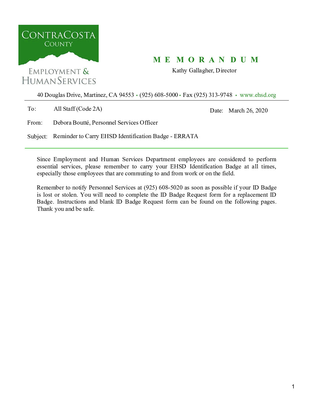 EHSD03-26-20_Reminder_to_Carry_EHSD_ID_Badge | EHSD