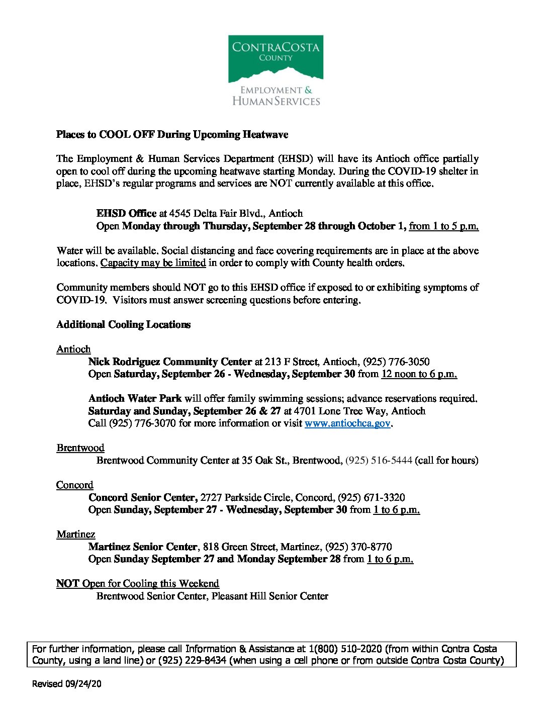 أماكن EHSD للتبريد_9.24.20 | EHSD