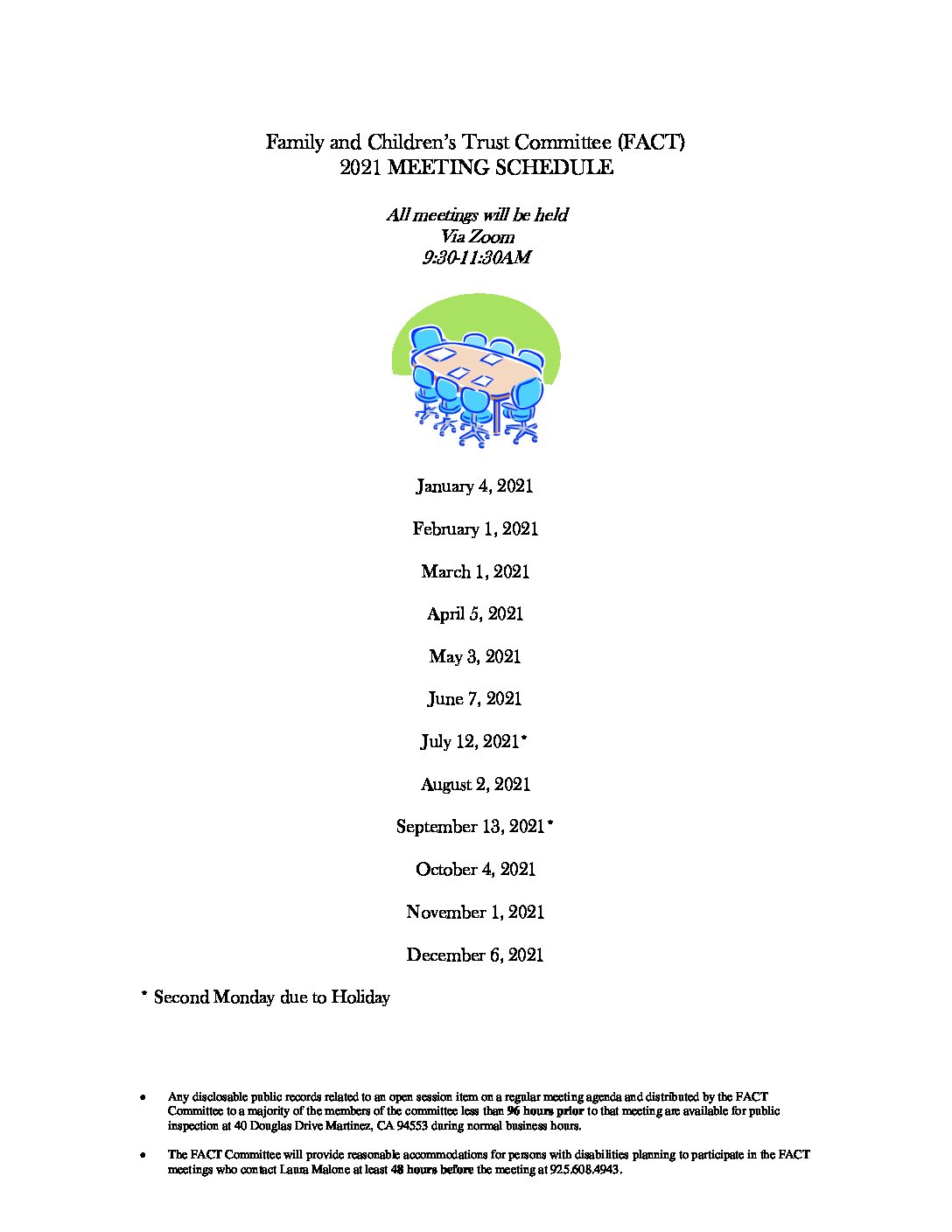 Calendario final de reuniones FACT 2021 | EHSD
