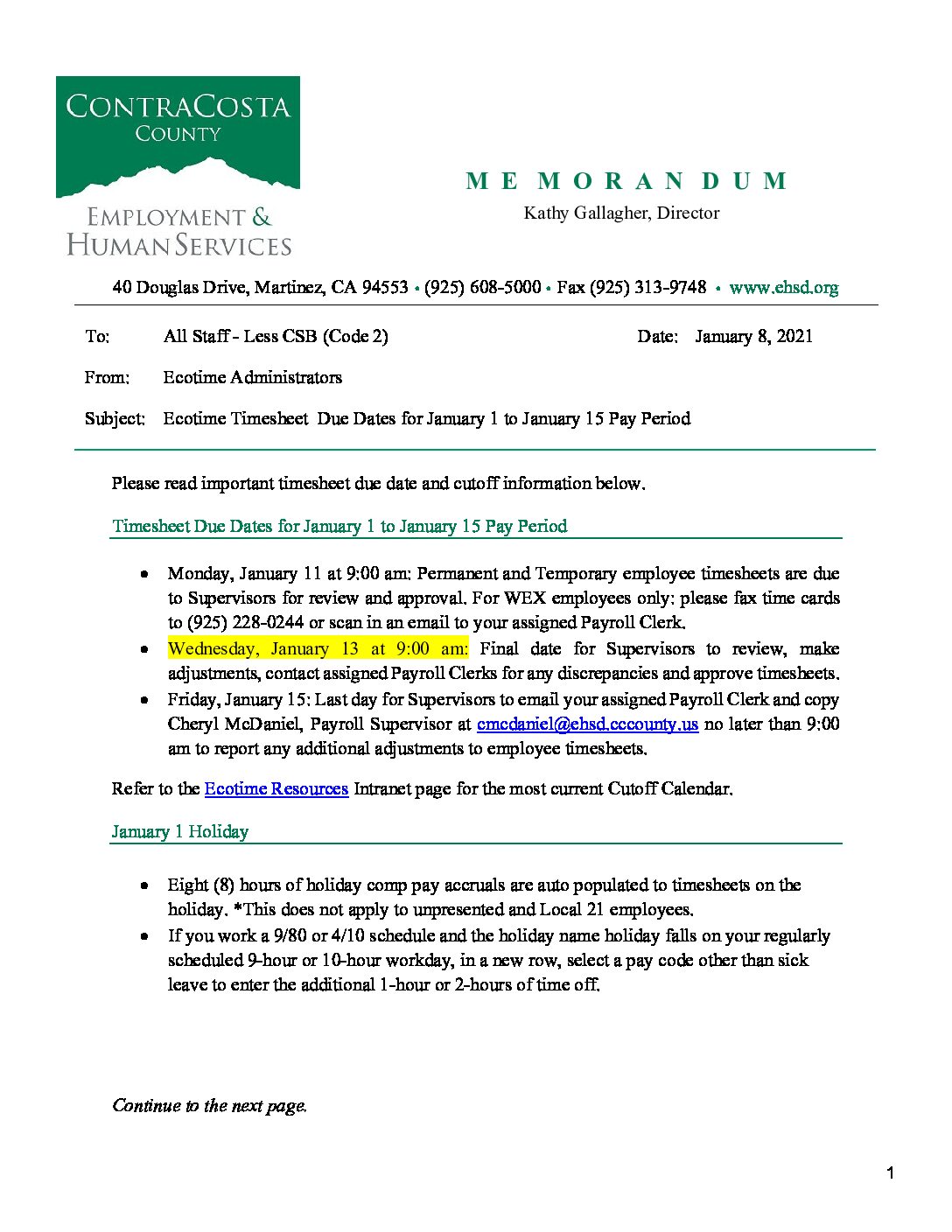 مواعيد استحقاق الجدول الزمني لـ Ecotime للفترة من 1 يناير إلى 15 يناير | EHSD