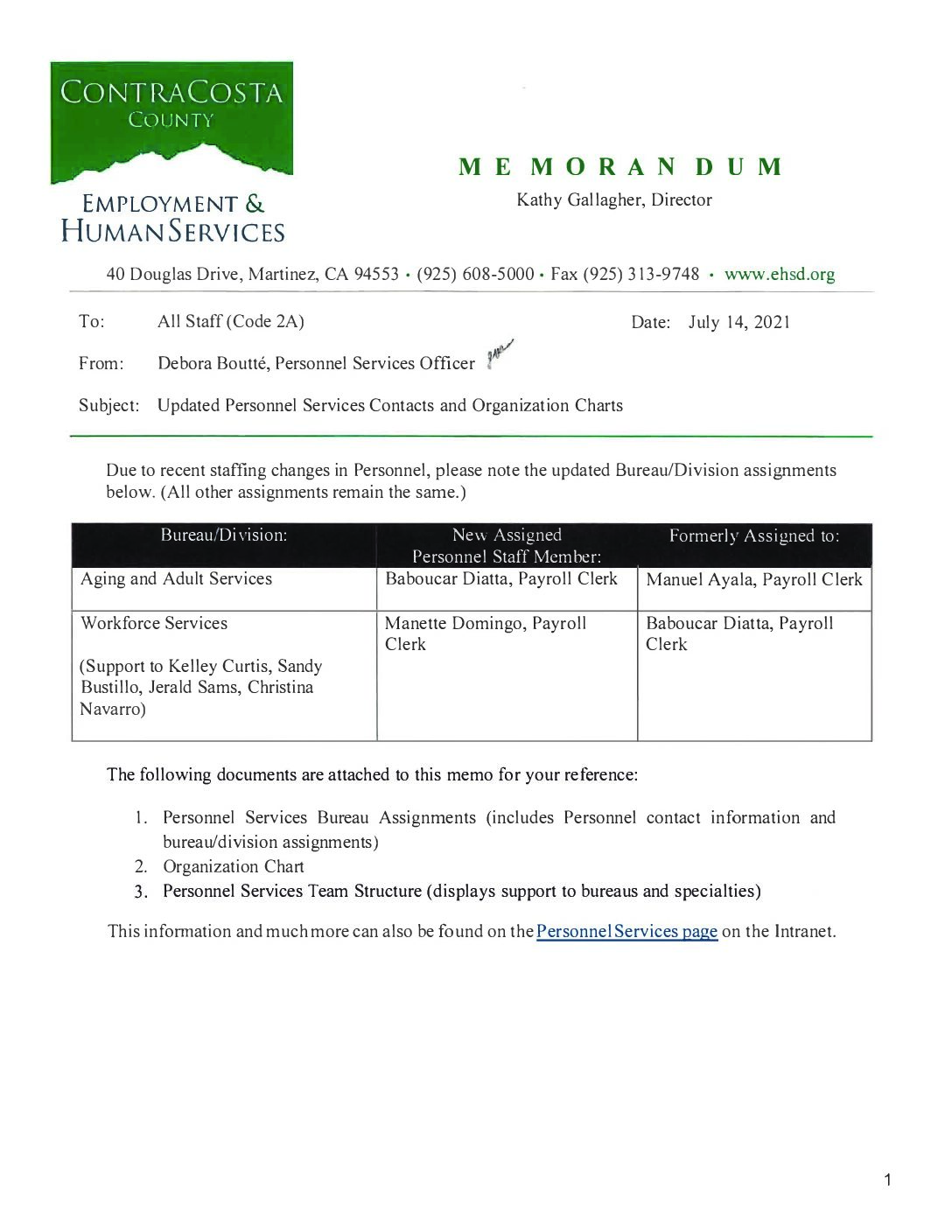 更新的人事服务联系人和组织结构图 _EHSD07-14-21b | EHSD