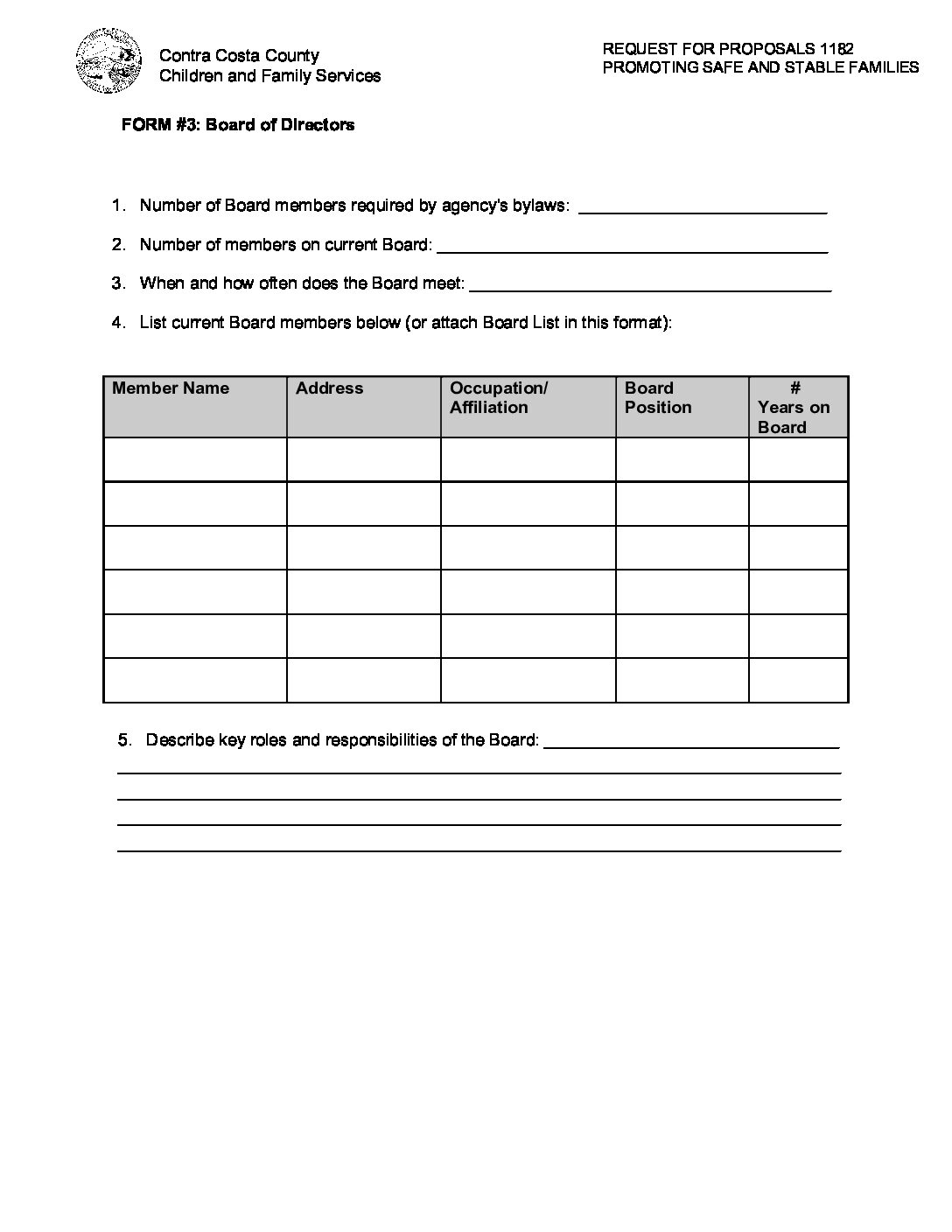 نموذج رقم 3 – مجلس الإدارة – طلب تقديم العروض 1182 | EHSD