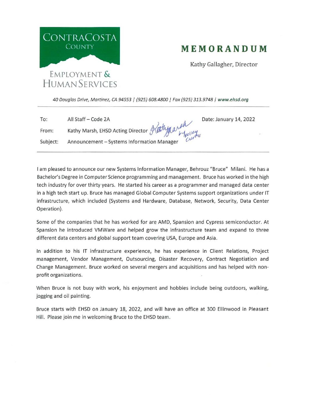 Announcement – Systems Information Manager | EHSD