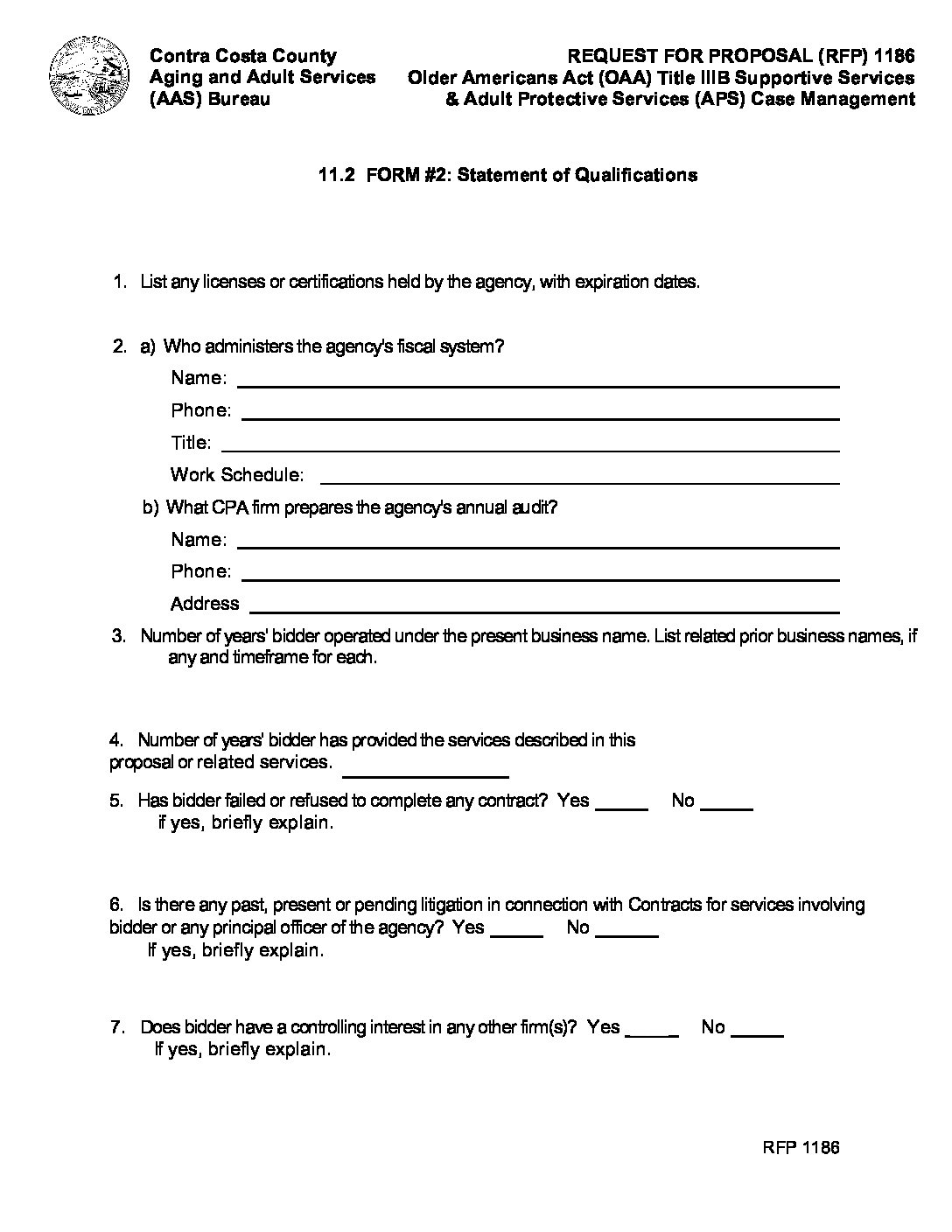 11.2- Formular 2 – RFP 1186 – Qualifikationserklärung | EHSD