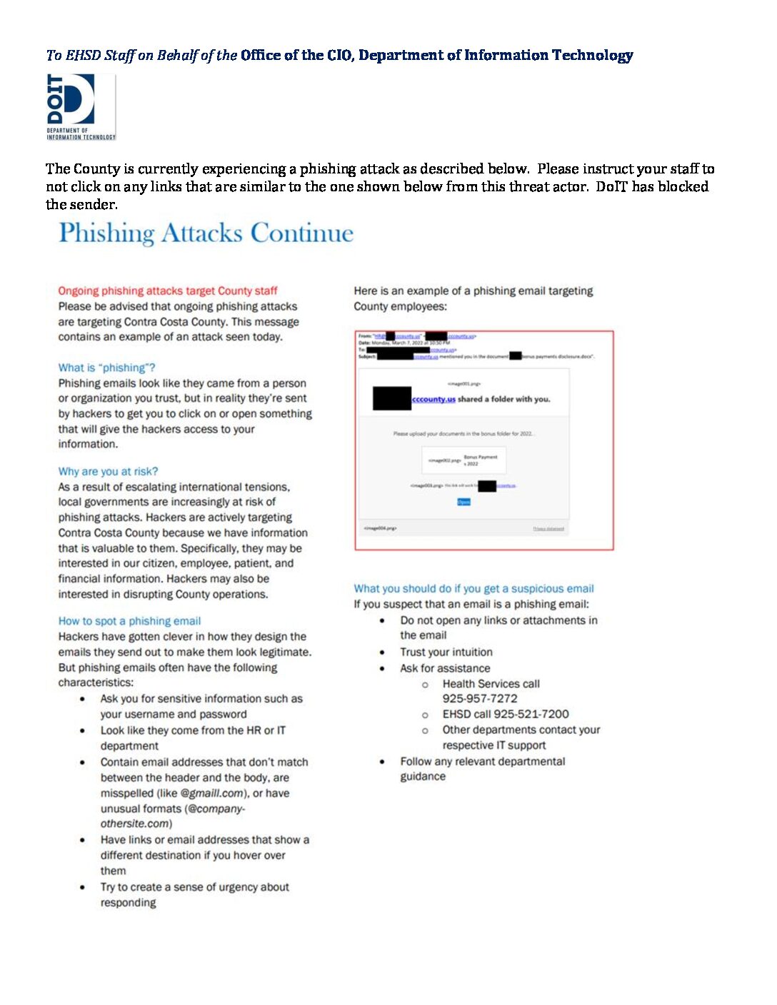 Attaque de phishing – Alerte du DoIT (8 mars 2022) | EHSD