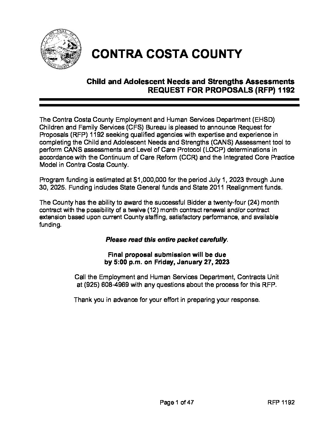 RFP 1192 FINAL DE LATAS | EHSD