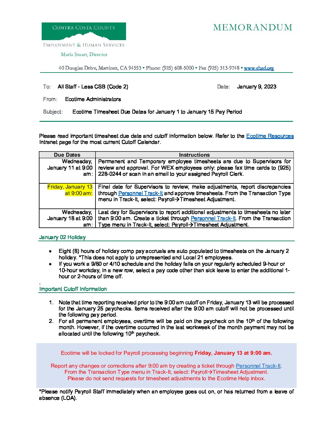 1월 15일부터 XNUMX월 XNUMX일까지의 에코타임 작업표 마감일 급여 기간 | EHSD
