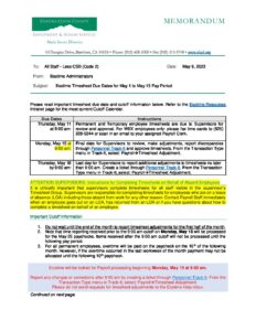 Ecotime Timesheet Due Dates for May 1 – May 15 Pay Period | EHSD